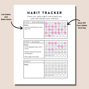 Simple Fillable and Printable Habit Tracker, Monthly Habit Tracker ...
