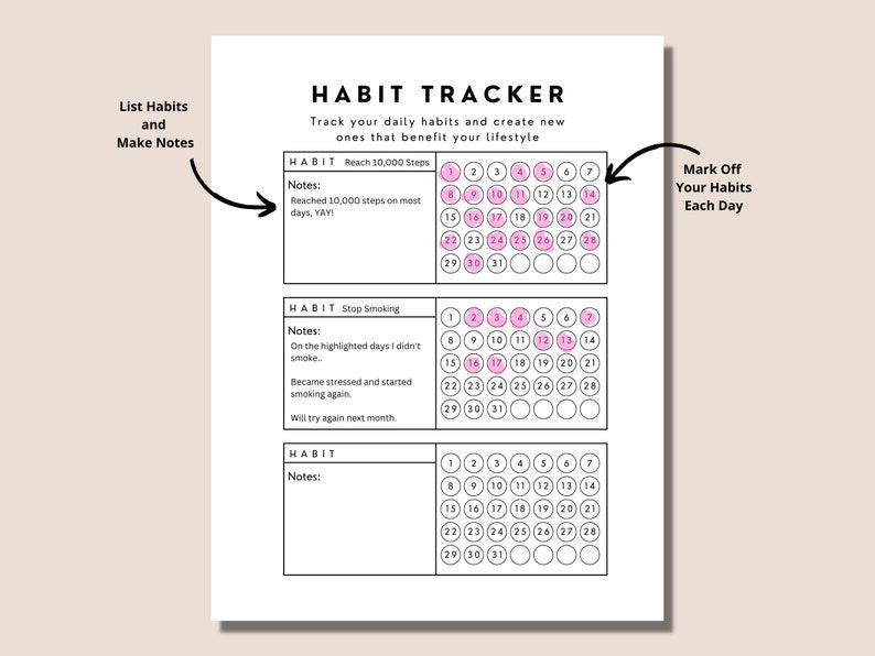 Simple Fillable and Printable Habit Tracker, Monthly Habit Tracker ...
