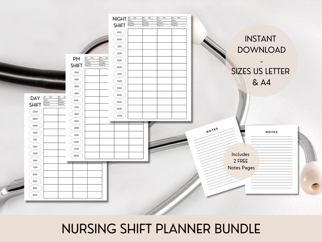 Nurse Shift Planner Bundle, Simple Nurse Planner, Nursing Shift ...