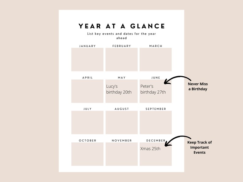 Simple Fillable and Printable Yearly Planner Simple Digital - Etsy