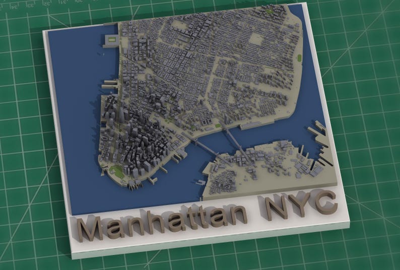 Manhattan New York City 3D Print Wall Art Model Kit - Etsy