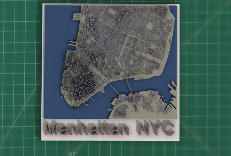 Manhattan New York City 3D Print Wall Art Model Kit - Etsy
