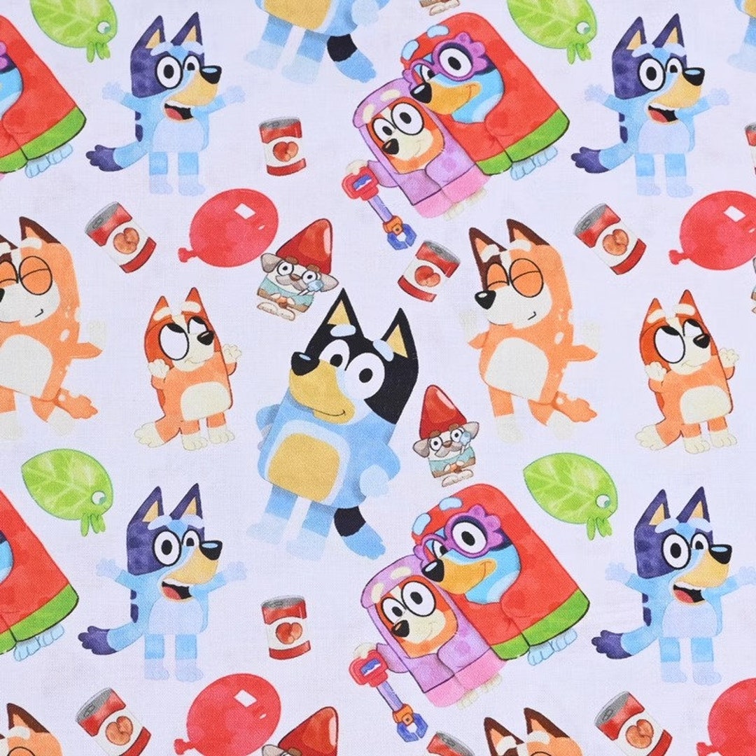 Bluey Fabric Dog Fabric Blue Dog Fabric Cartoon Fabric 100% Cotton ...