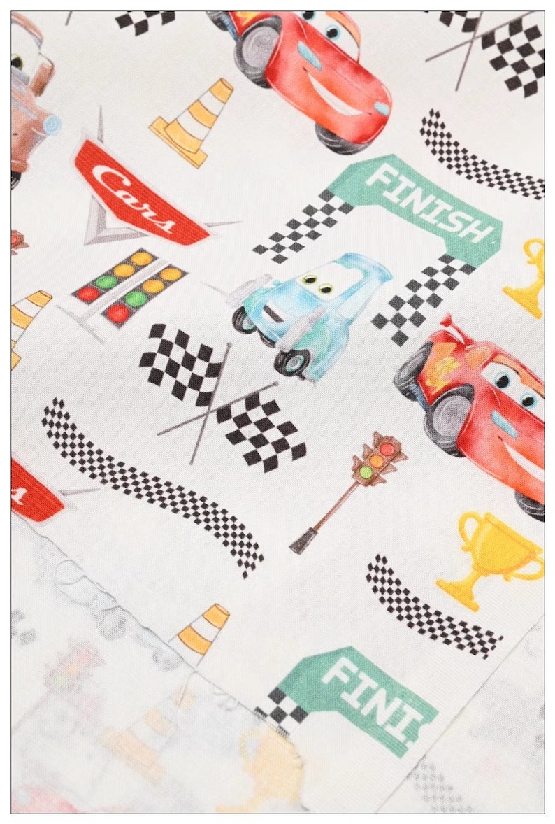 Disney Pixar Cars Fabric - Lightening Mcqueen Fabric - Cartoon Fabric ...
