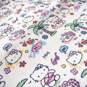 Hello Kitty Fabric - Cartoon Twill Fabric - Fine Canvas Fabric - Quilting Fabric - by the Half ...