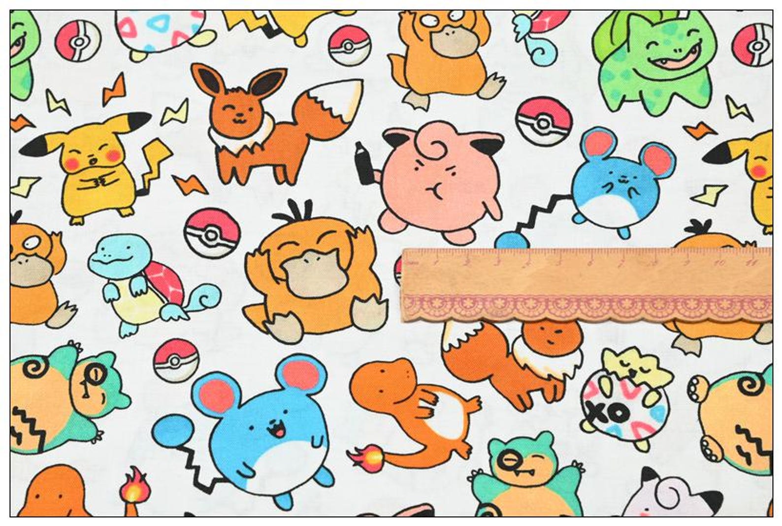 Pikachu Fabric - Pokemon Fabric- Pocket Monster Cartoon Fabric - 100% ...