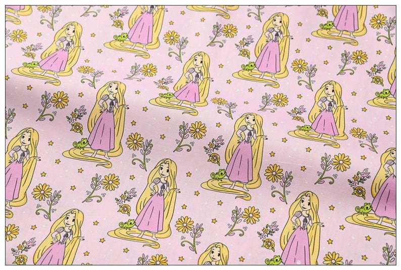 Tangled Rapunzel Pink Cotton Fabric - Cartoon Fabric - 100% Cotton ...