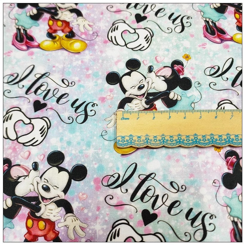 Mickey Minnie Mouse Fabric- Cartoon Fabric - 100% Cotton Fabric ...