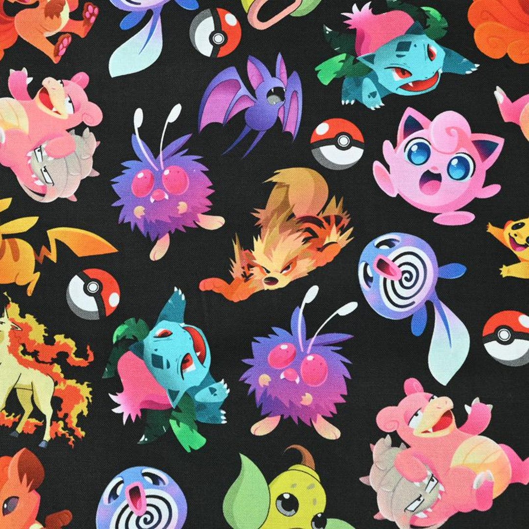 Pikachu Fabric - Pokemon Fabric - Pocket Monster Cartoon Fabric - 100% Cotton Fabric - Quilting ...