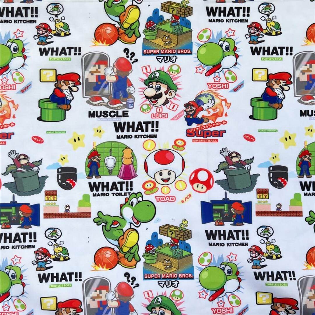 Super Mario Fabric- Cartoon Fabric - 100% Cotton Fabric - Quilting ...