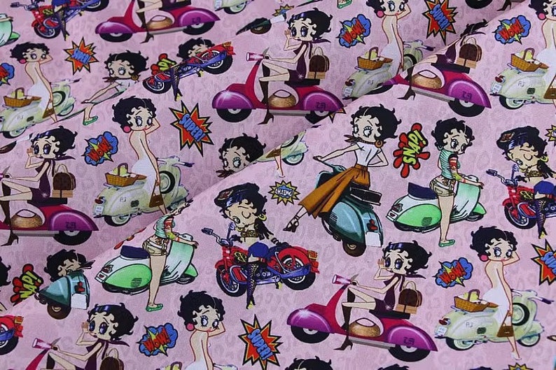 Betty Boop Fabric - Jazz Age Flapper Fabric - Cartoon Fabric - 100% ...