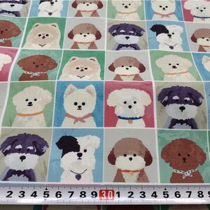 Puppy Dog Fabric Dogs Fabric - Cute Dog Checkered Fabric - Cartoon ...
