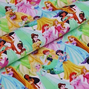 Disney Princess Fabric - Snow White Jasmine Rapunzel Tangled Fabric ...