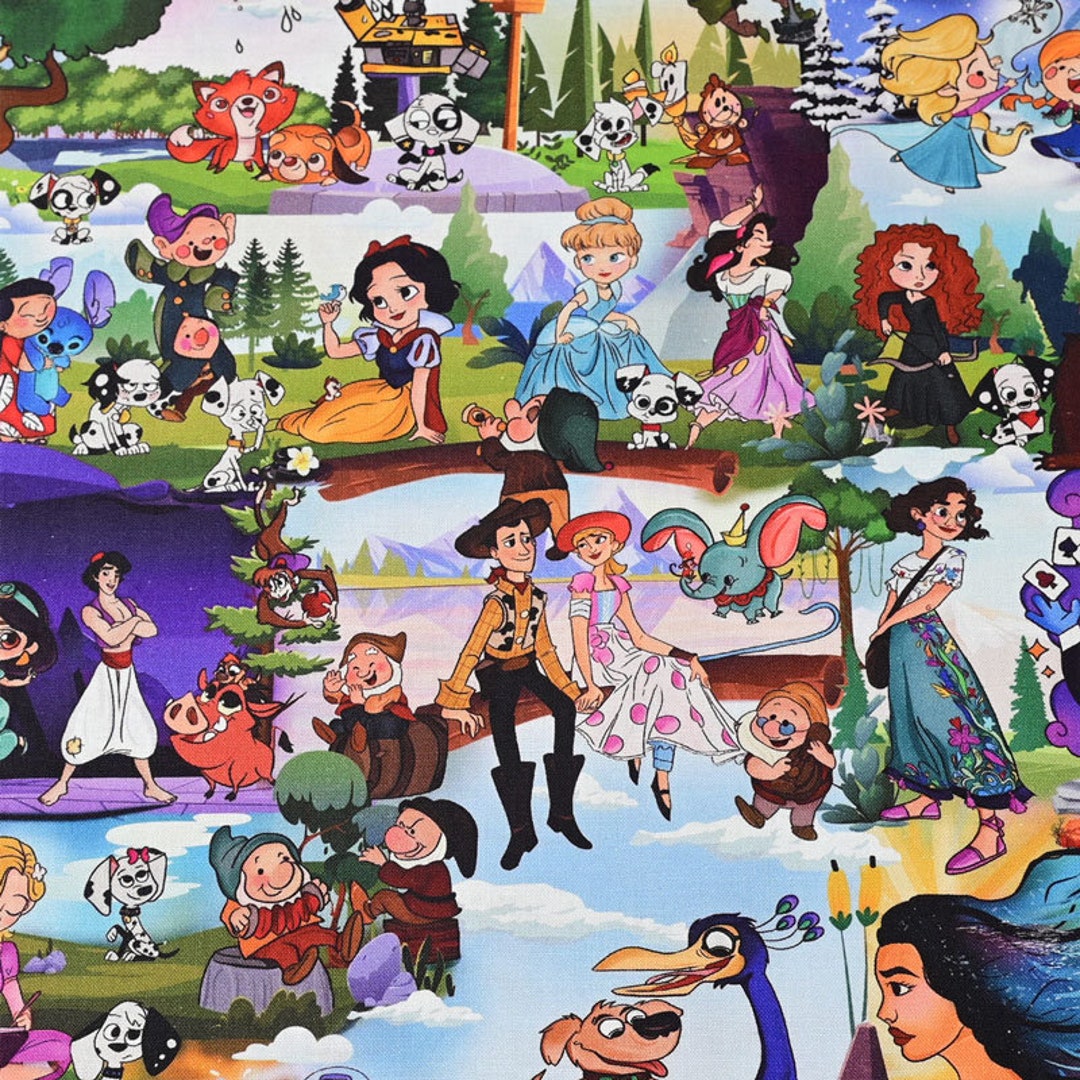 Disney Characters Fabric - Disney Fabric - Cartoon Fabric - 100% Cotton ...