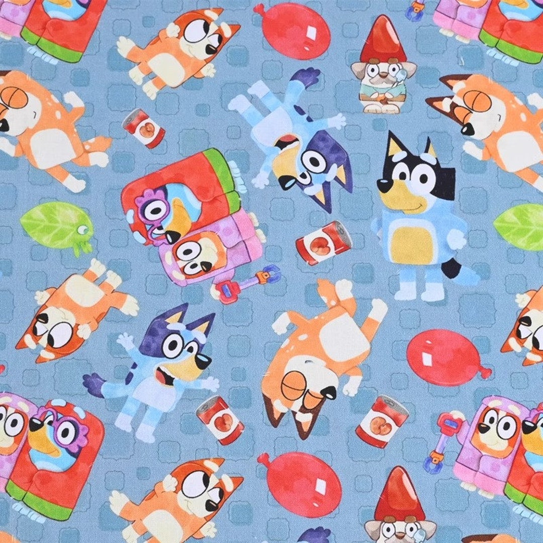 Bluey Fabric Dog Fabric Blue Dog Fabric Cartoon Fabric 100% Cotton ...