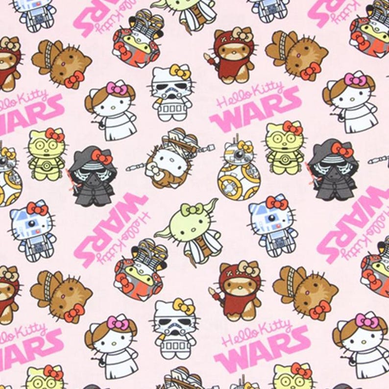Hello Kitty and Star Wars Fabric - Cat Lucky Kitty Fabric - Cartoon ...