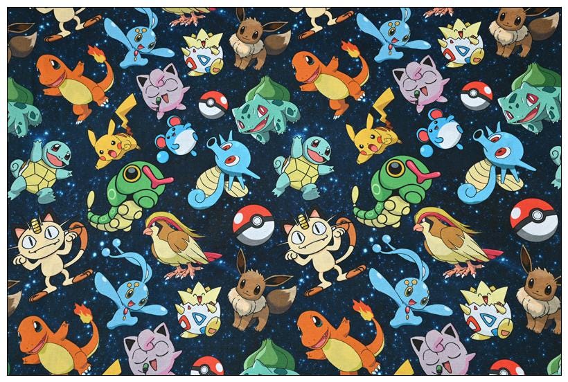 Pikachu Fabric - Pokemon Fabric - Pocket Monster Cartoon Fabric - 100% ...