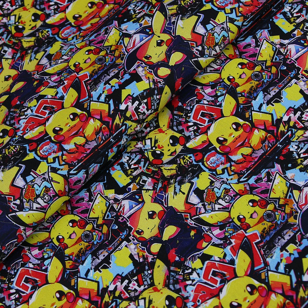 Pikachu Fabric Pokemon Fabric Pocket Monster Cartoon Fabric 100% Cotton ...