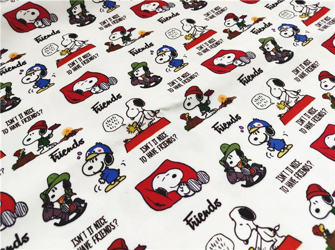 Peanuts Snoopy and Woodstock Fabric Cartoon Twill Fabric Fine Canvas ...