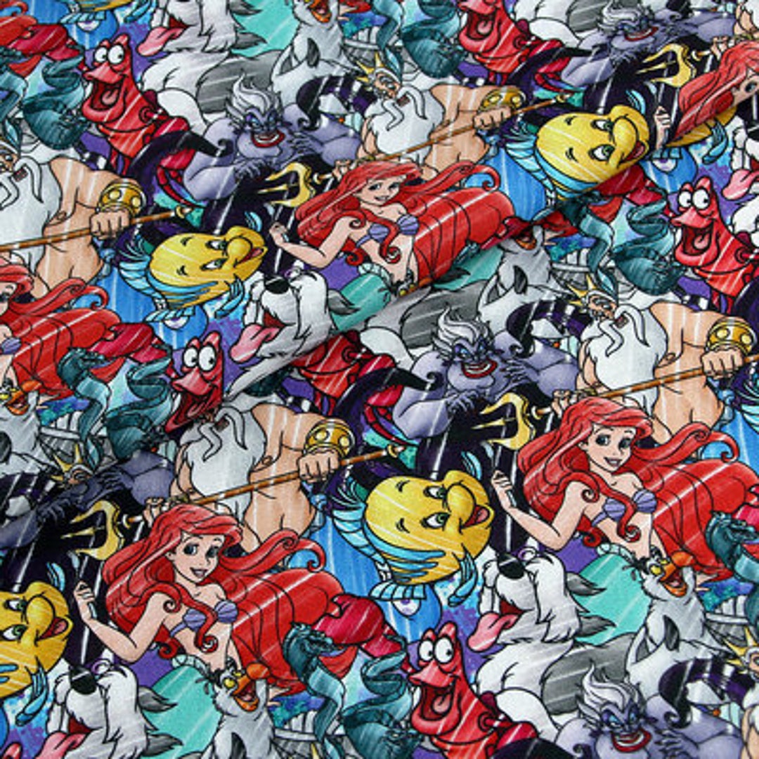 Disney Little Mermaid Ariel Fabric Cartoon Fabric 100% Cotton Fabric ...