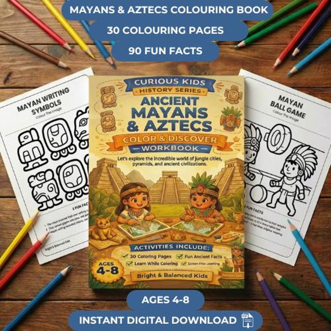 Ancient Mayans Aztecs Coloring Book for Kids | History Activity ...