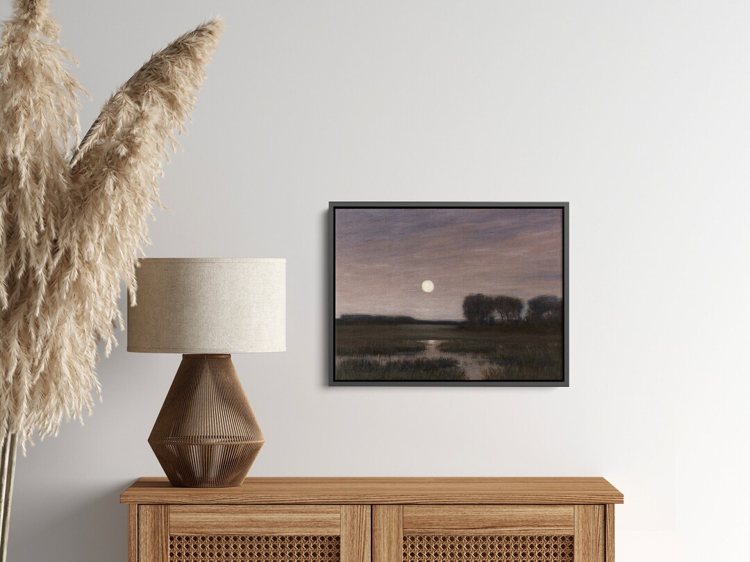 Swamp Oil Painting Print, Nature Night Art for Bedroom, Violet Moon ...