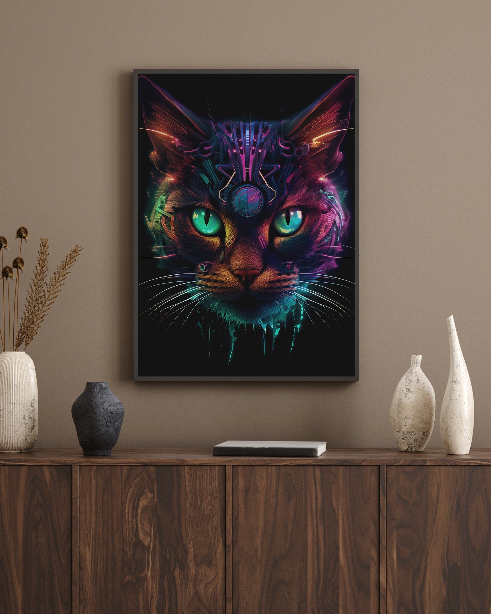 CAT PRINTABLE ART Cat Wall Art Decor Digital Colorful Cat - Etsy