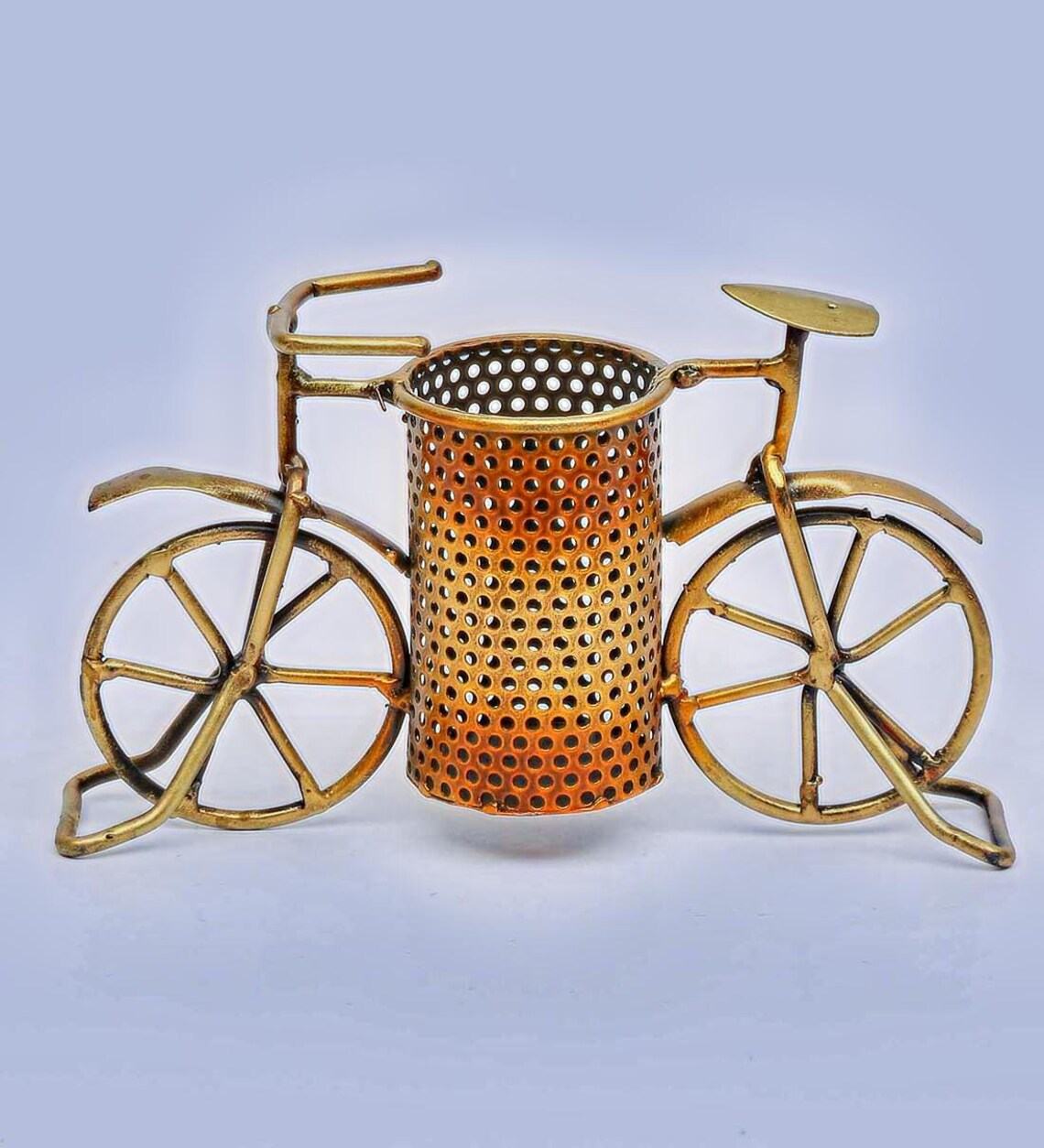 Vintage Cycle Pen Holder Handcrafted Metal Desk Organizer With Antique ...