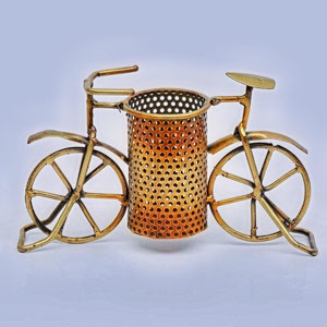 Vintage Cycle Pen Holder Handcrafted Metal Desk Organizer With Antique ...