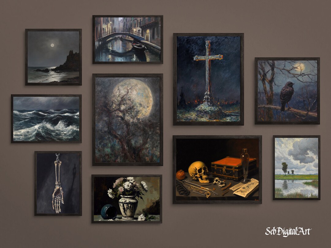 Dark Academia Wall Decor | Gothic Wall Art Bundle | Dark Wall Art Decor ...