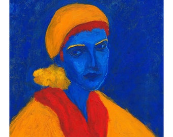 Blue Lady Print - Etsy