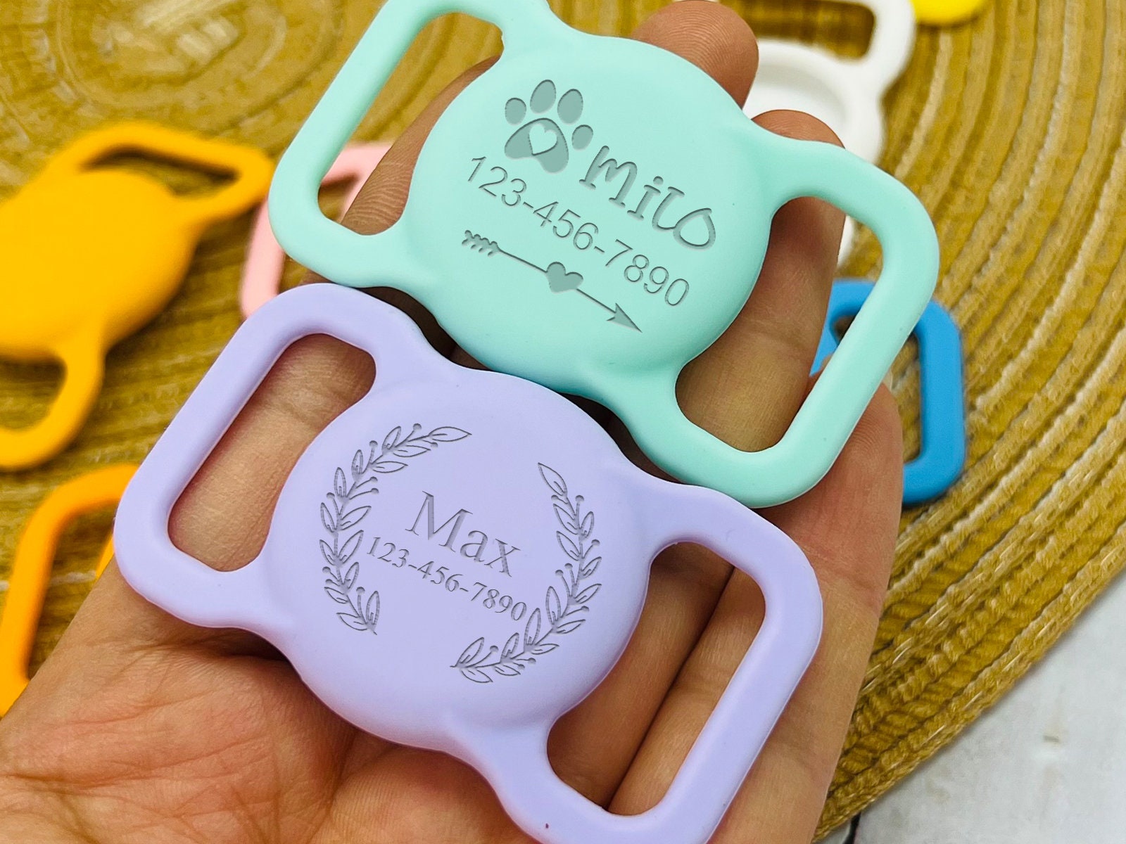 Pet Apple Air Tag Holder for Dog Collar Personalized Engraved - Etsy