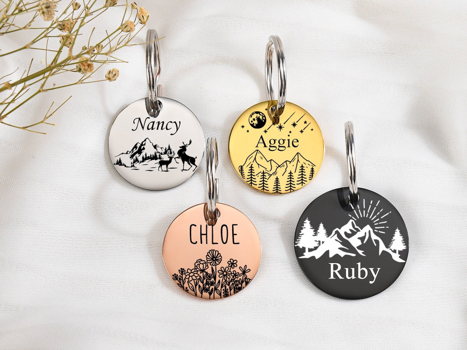 Custom Dog Tags for Pets Personalized Dog ID Tag Pet Name Tag Dog Rose ...