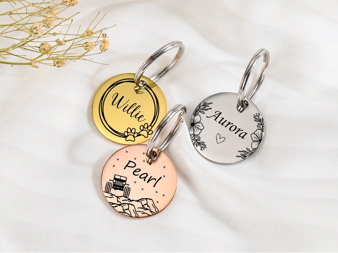 Custom Dog Tags for Pets Personalized Dog ID Tag Pet Name Tag Dog Rose ...