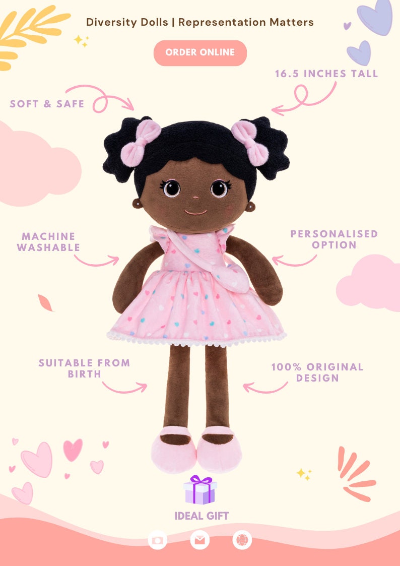 Mabel Doll Love Hearts : Personalized Plush Dolls, Kids Rag Doll Gift ...