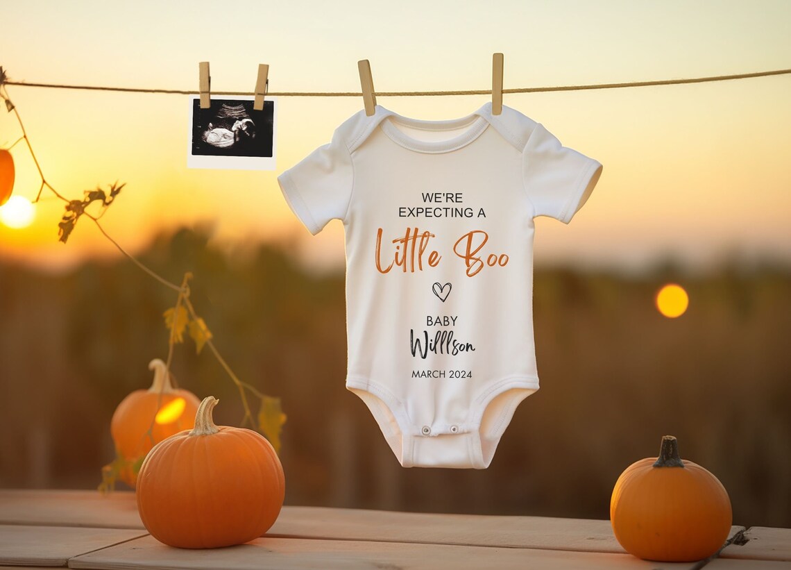 A Little Boo Halloween Digital Pregnancy Announcement Gender Neutral ...