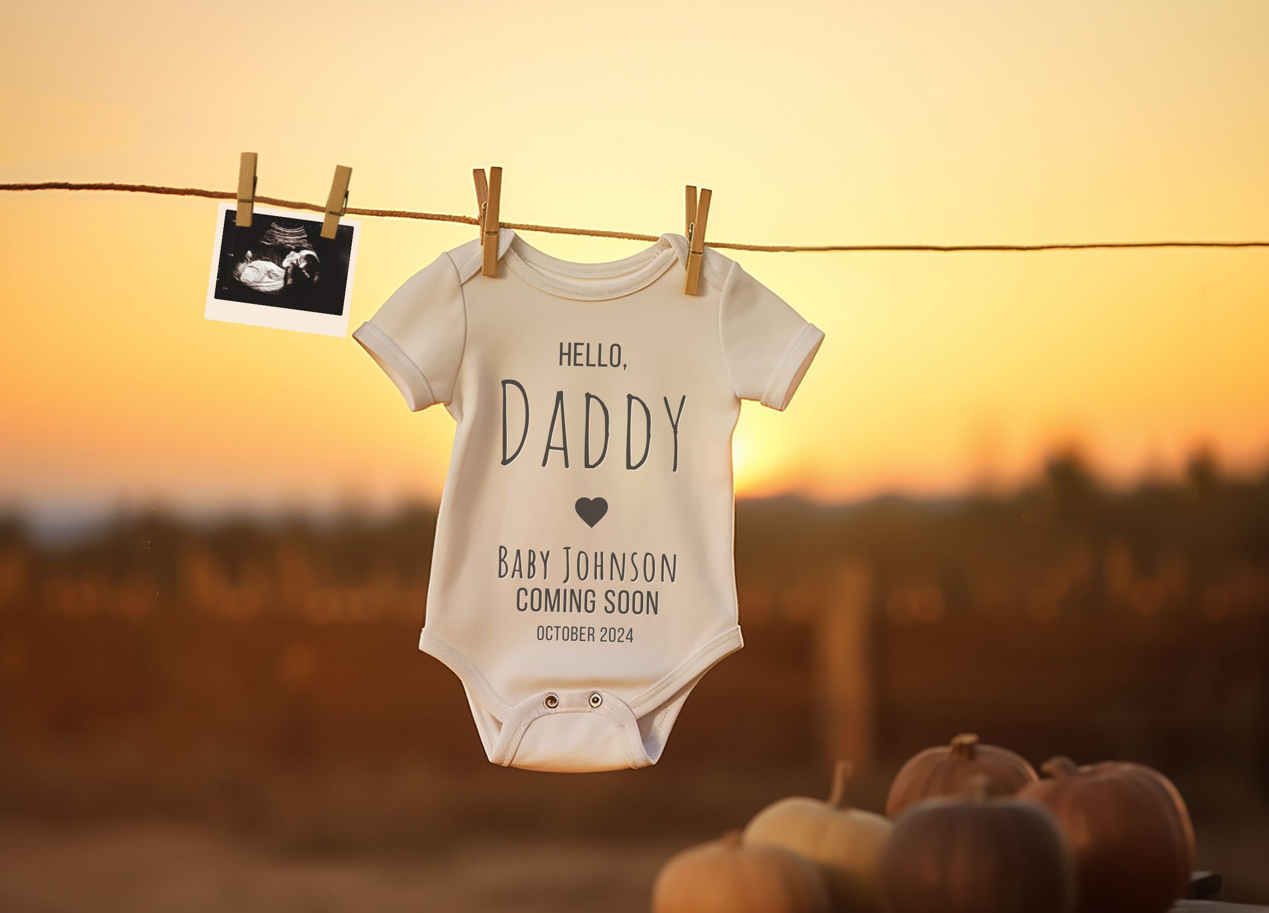Hello Daddy Digital Pregnancy Announcement Sunset Minimalist Gender ...