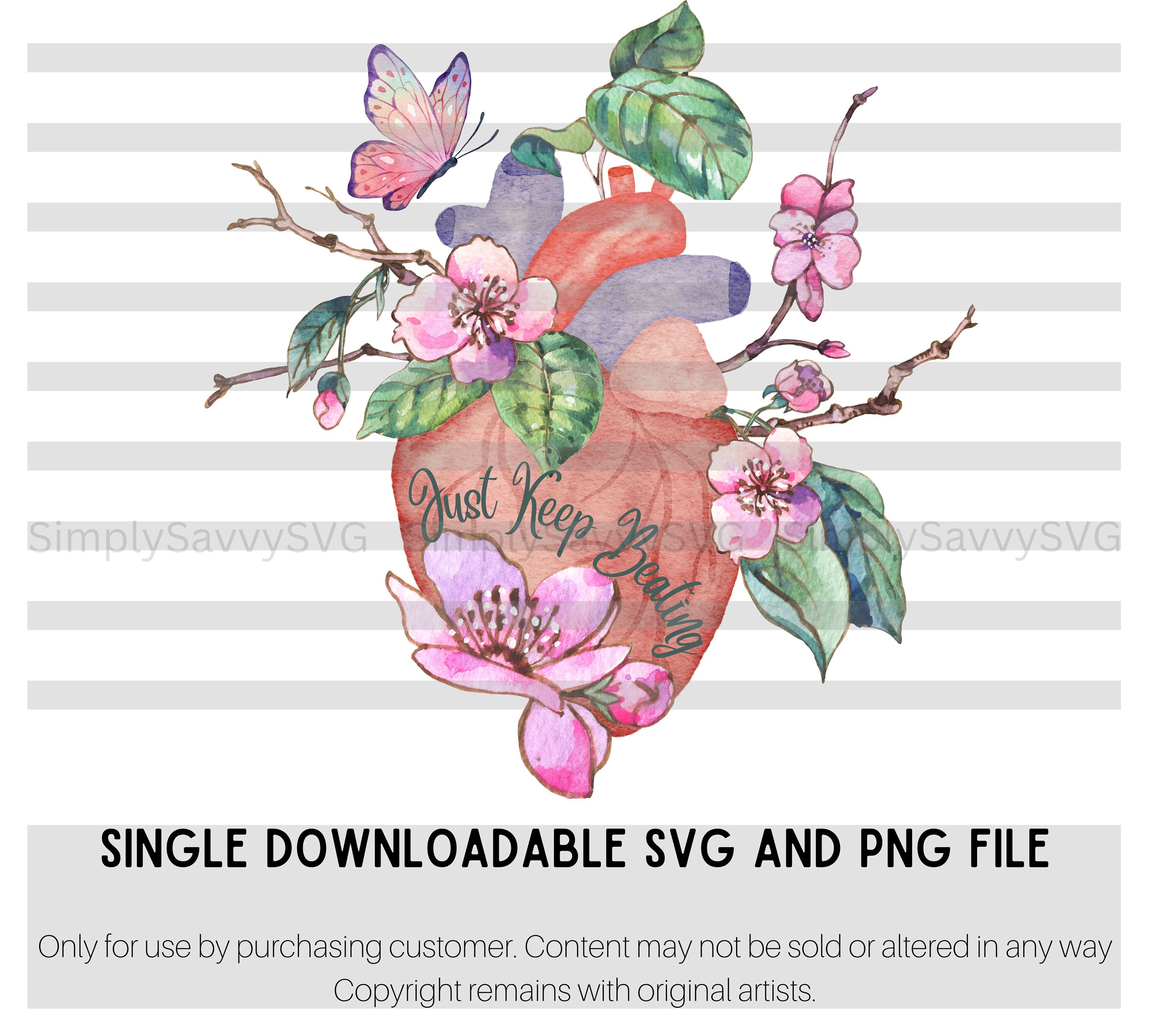 Cardiac Care | SVG PNG File | Just Keep Beating | Anatomical Heart - Etsy