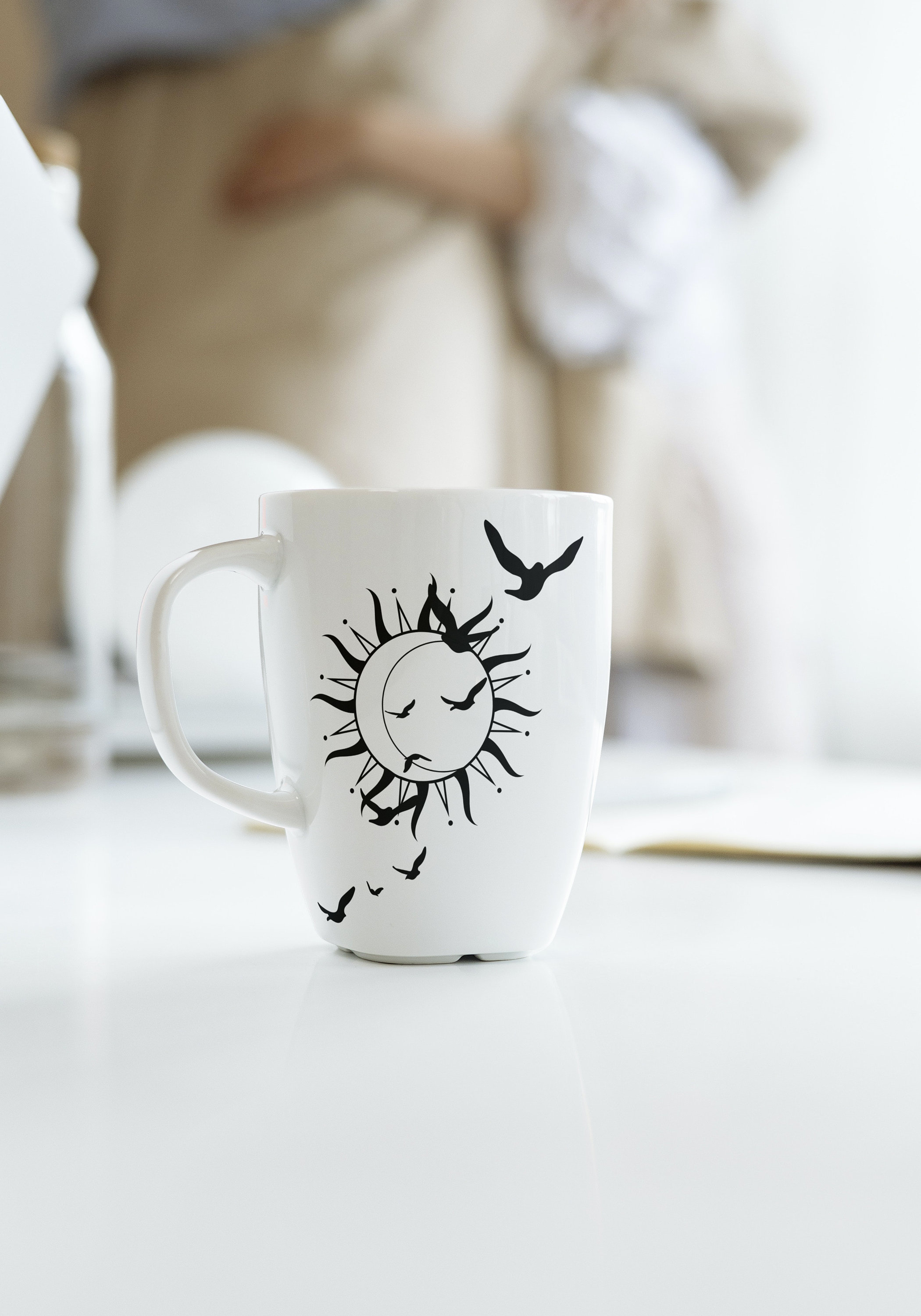 Soaring Birds Over Moon and Sun | SVG PNG File | Sky | Birds Flying ...