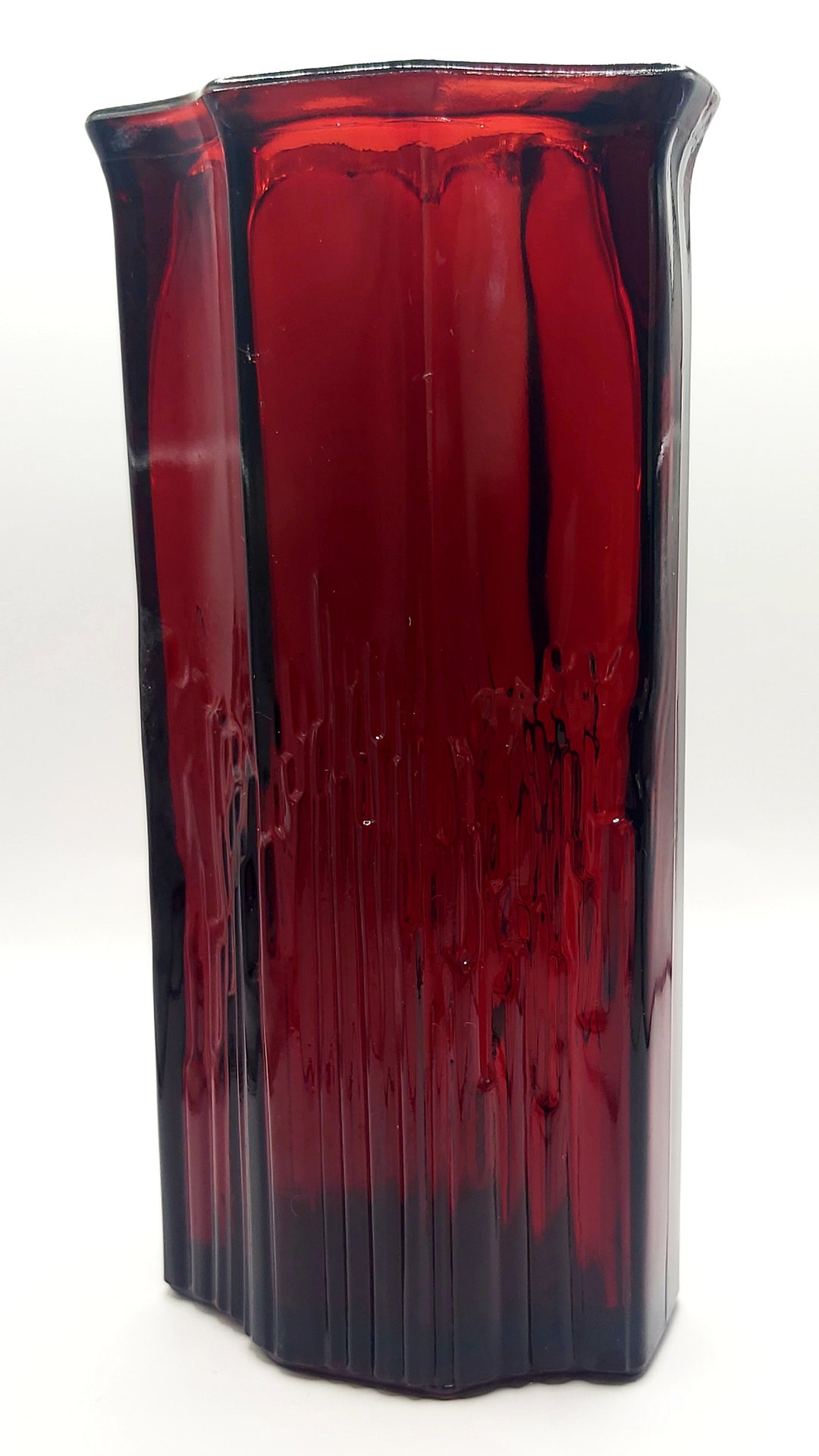 Ruby Red Vintage Avon Glass Vase - Etsy UK