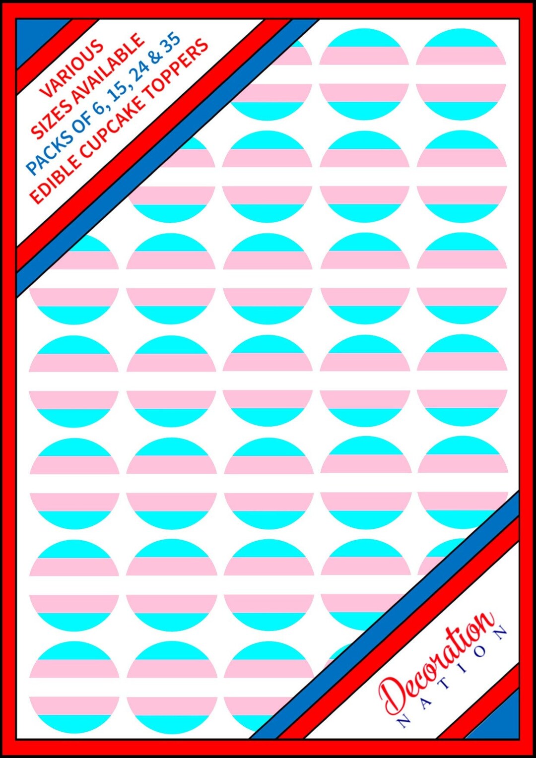 35 X Transgender Pride Flag Edible Wafer Cupcake Toppers 6 15 24 - Etsy UK