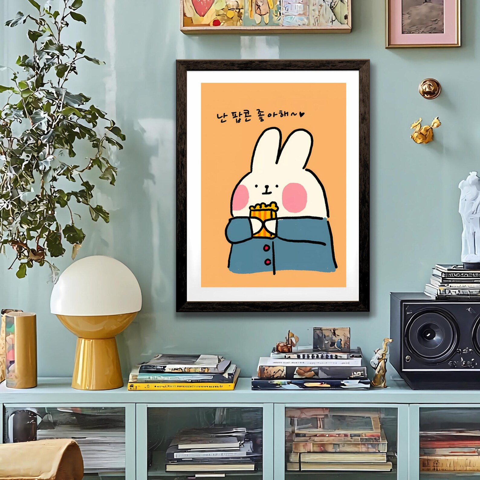 Hangul Print Korean Poster Bunny Print Kawaii Wall Art Pop Poster Bunny ...