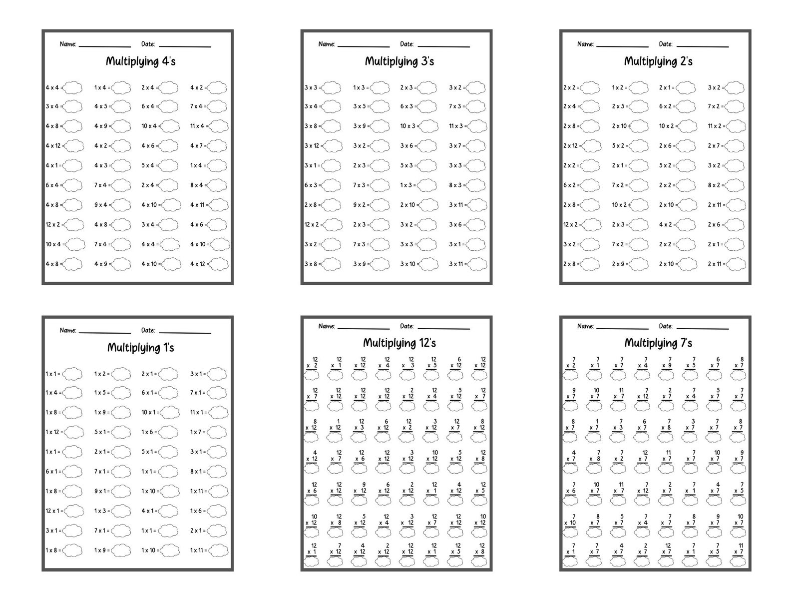 24 Printable Multiplying Math Practice Worksheets 1st 4th Etsy