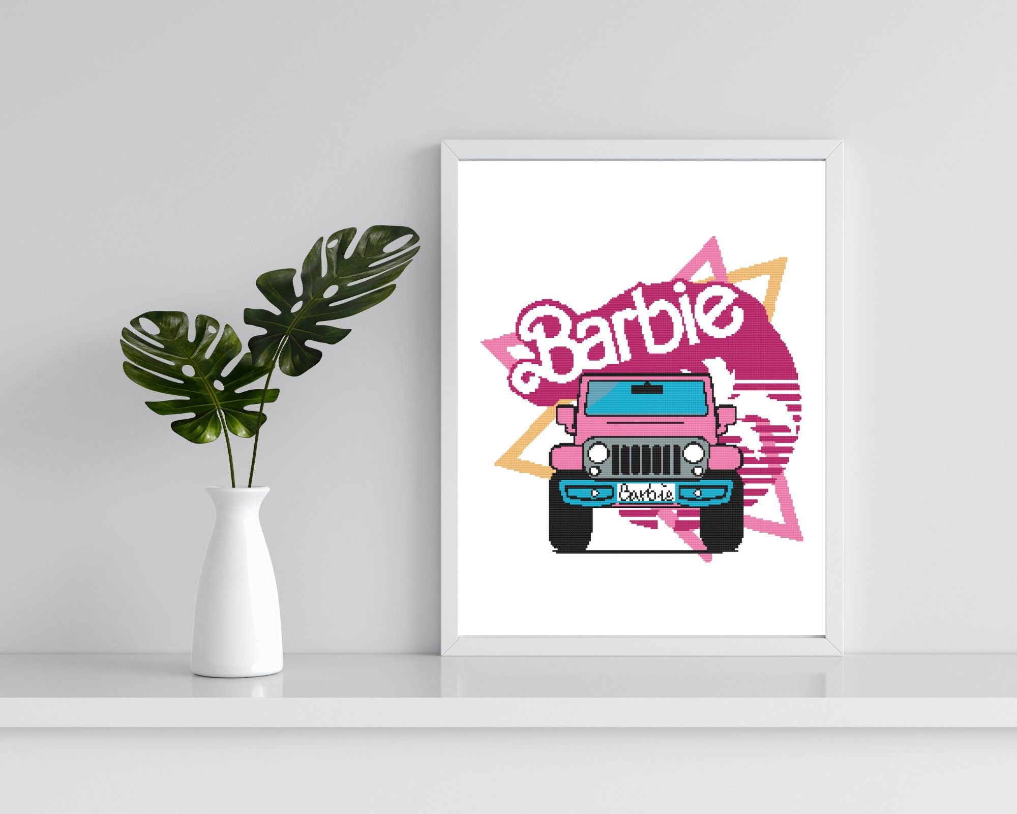 Barbie Cross Stitch Pattern. Barbie Car Pattern. Doll / Funny Pattern ...