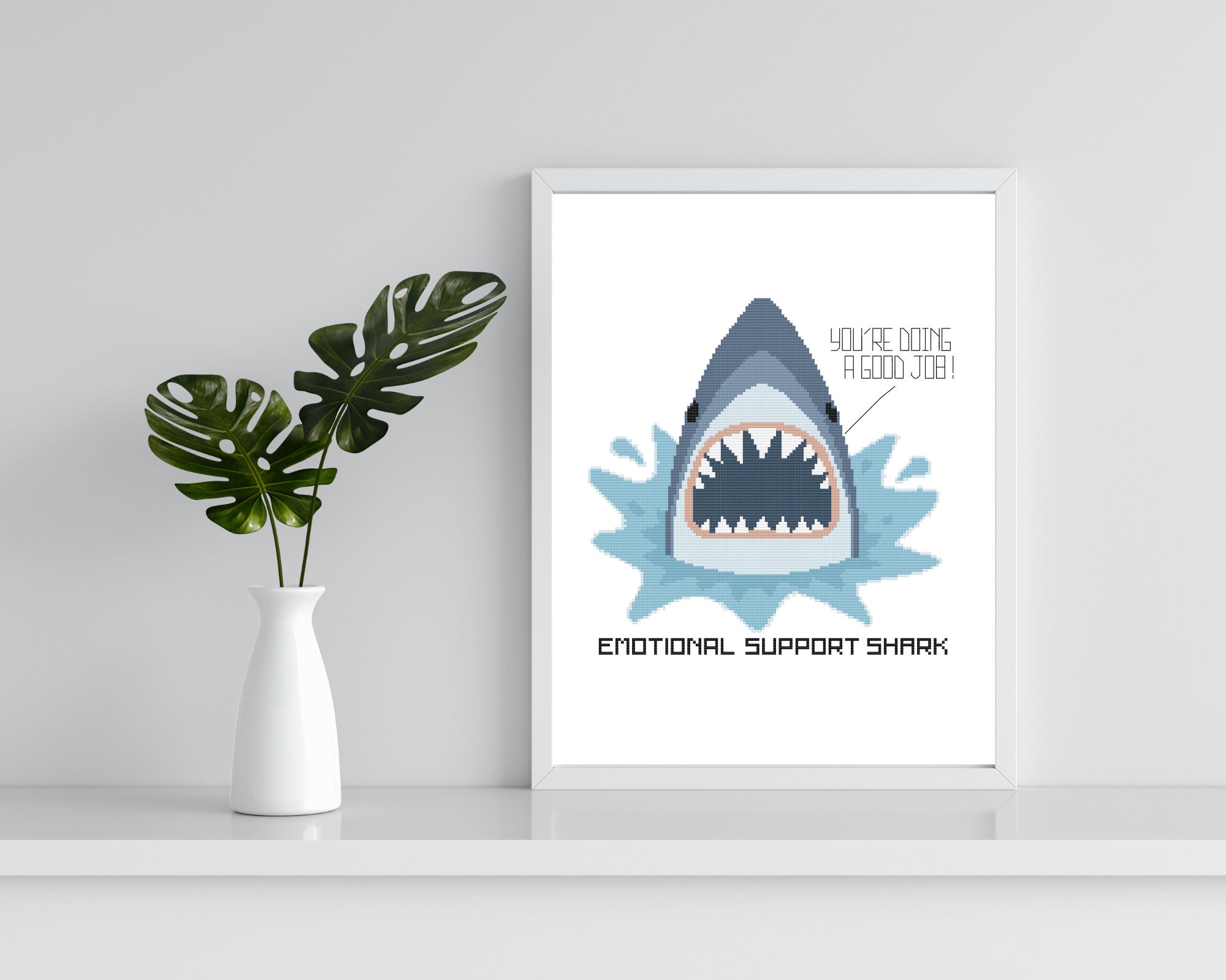 Emotional Support Shark Cross Stitch Pattern (PDF) - Etsy