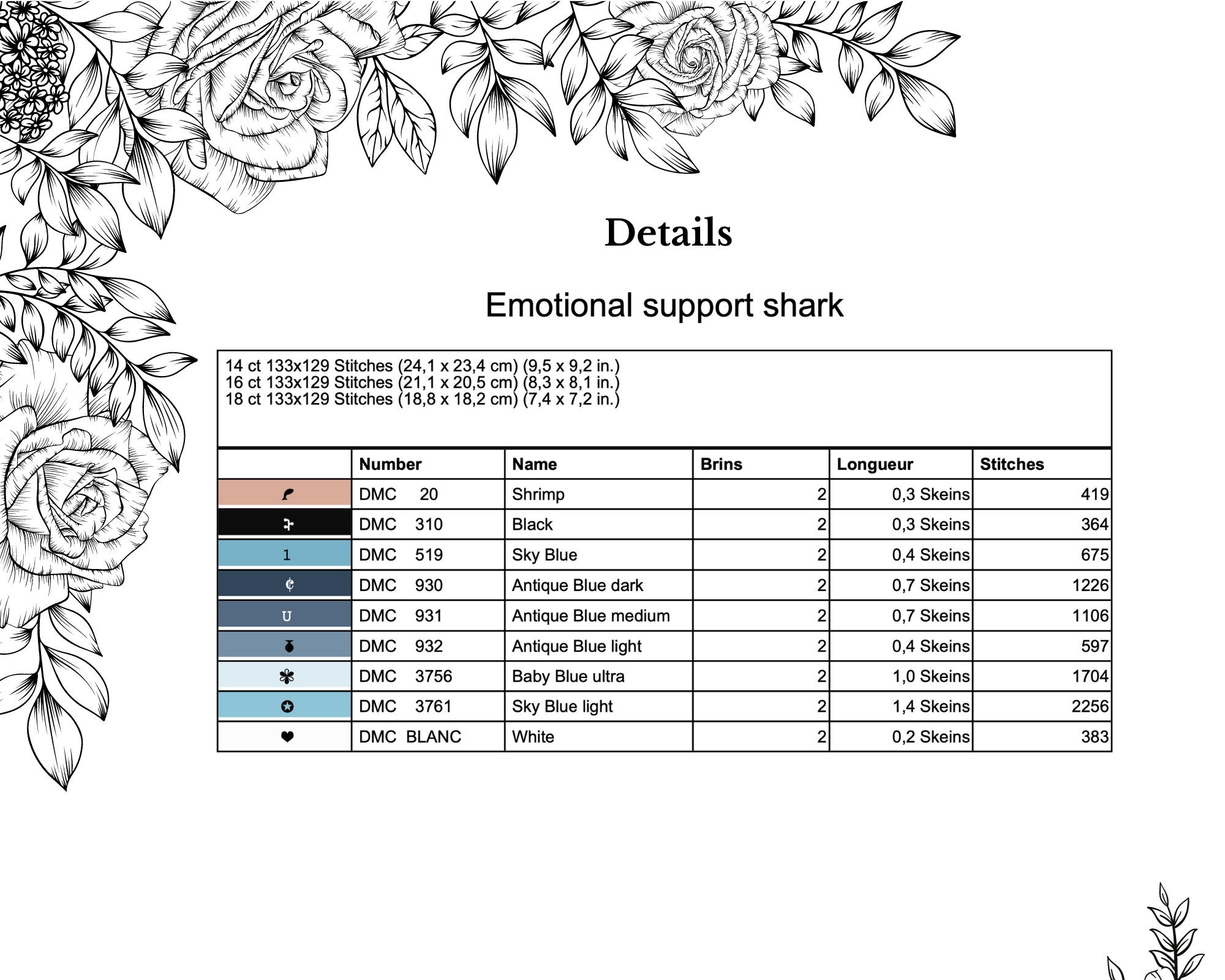 Emotional Support Shark Pattern. Easy Pdf Pattern. Modern Cross Stitch ...