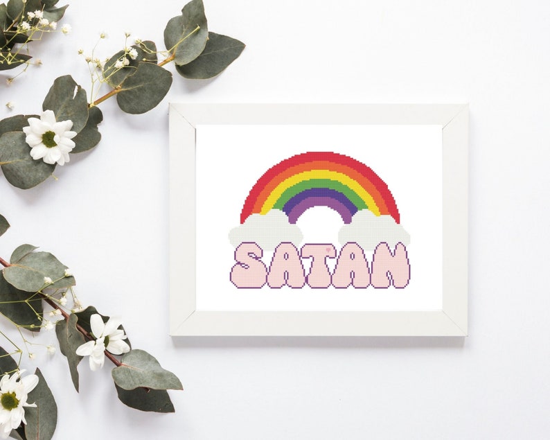 Snarky Satan Cross Stitch Pattern. Sarcastic Rainbow Pattern. Funny ...