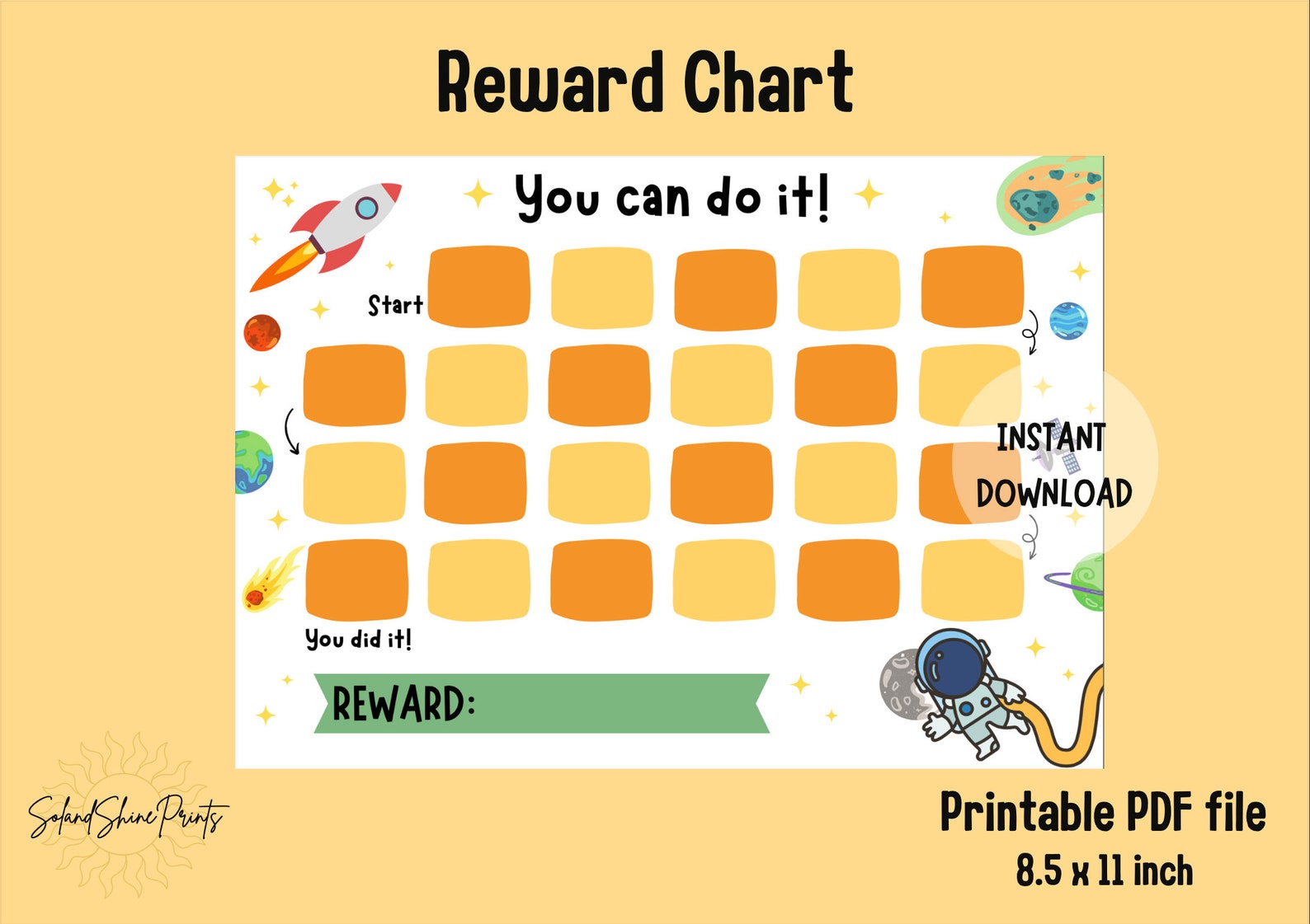 Printable Space Reward Chart | Outer Space Chart | Kids Routine Chart ...
