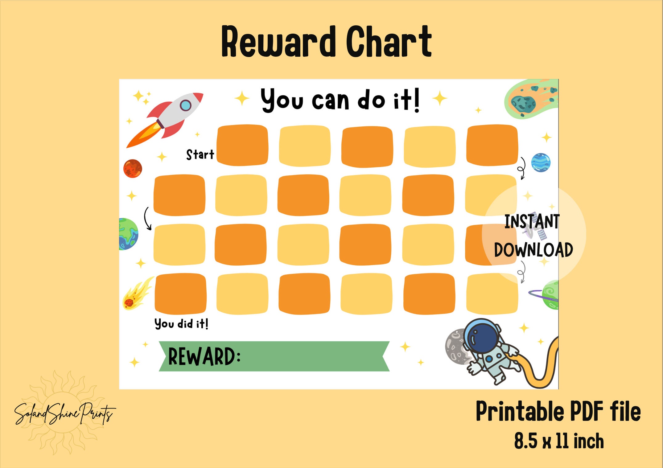 Printable Space Reward Chart | Outer Space Chart | Kids Routine Chart ...