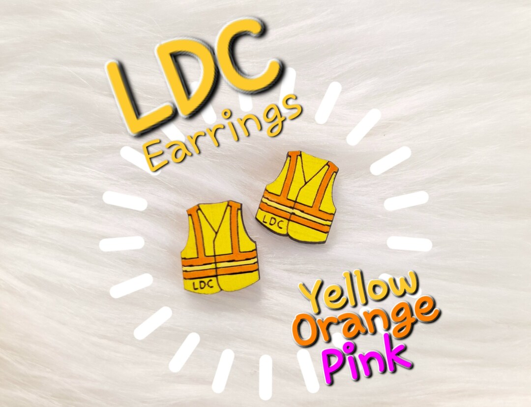 LDC Hi Vis Stud Earrings/ JW/ Wood/handmade/hand Painted / Laser ...
